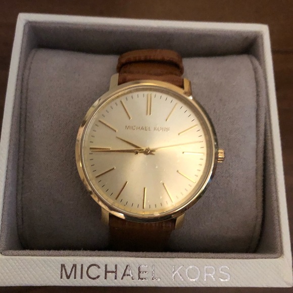 Michael Kors | Accessories | New With Tags Mk Jaryn Gold Brow Leather ...